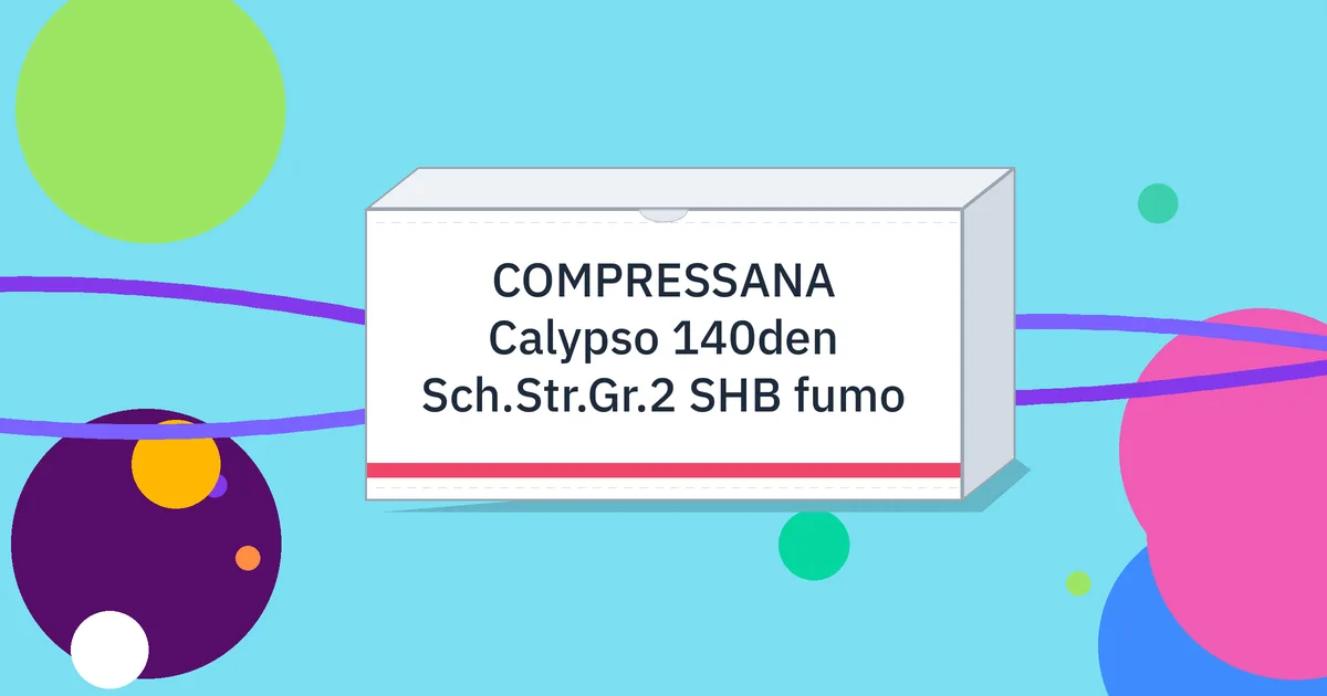 Symbolbild: Packung mit der Aufschrift COMPRESSANA Calypso 140den Sch.Str.Gr.2 SHB fumo (PZN 09077033) – Verfügbarkeit und Bezug in Apotheken in Frankfurt am Main