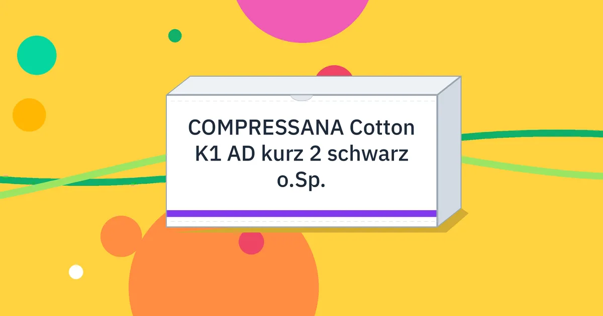 Symbolbild: Packung mit der Aufschrift COMPRESSANA Cotton K1 AD kurz 2 schwarz o.Sp. (PZN 10215641) – Verfügbarkeit und Bezug in Apotheken in Frankfurt am Main