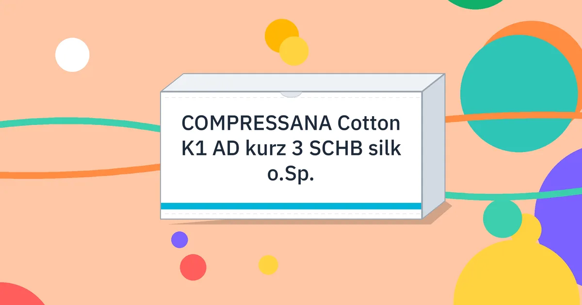 Symbolbild: Packung mit der Aufschrift COMPRESSANA Cotton K1 AD kurz 3 SCHB silk o.Sp. (PZN 16959288) – Verfügbarkeit und Bezug in Apotheken in Frankfurt am Main