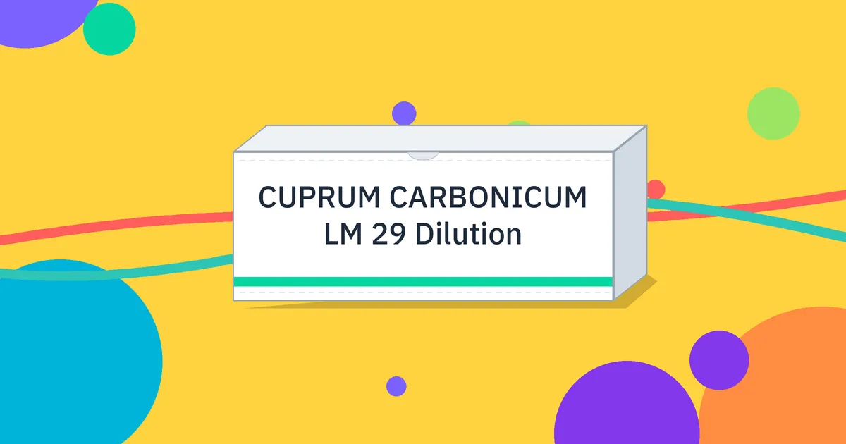 Symbolbild: Packung mit der Aufschrift CUPRUM CARBONICUM LM 29 Dilution (PZN 17853511) – Verfügbarkeit und Bezug in Apotheken in Frankfurt am Main