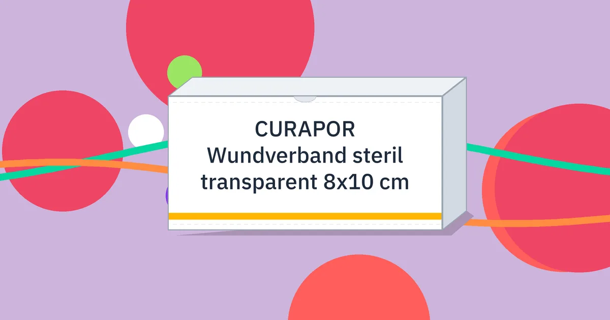 Symbolbild: Packung mit der Aufschrift CURAPOR Wundverband steril transparent 8x10 cm (PZN 16001929) – Verfügbarkeit und Bezug in Apotheken in Frankfurt am Main