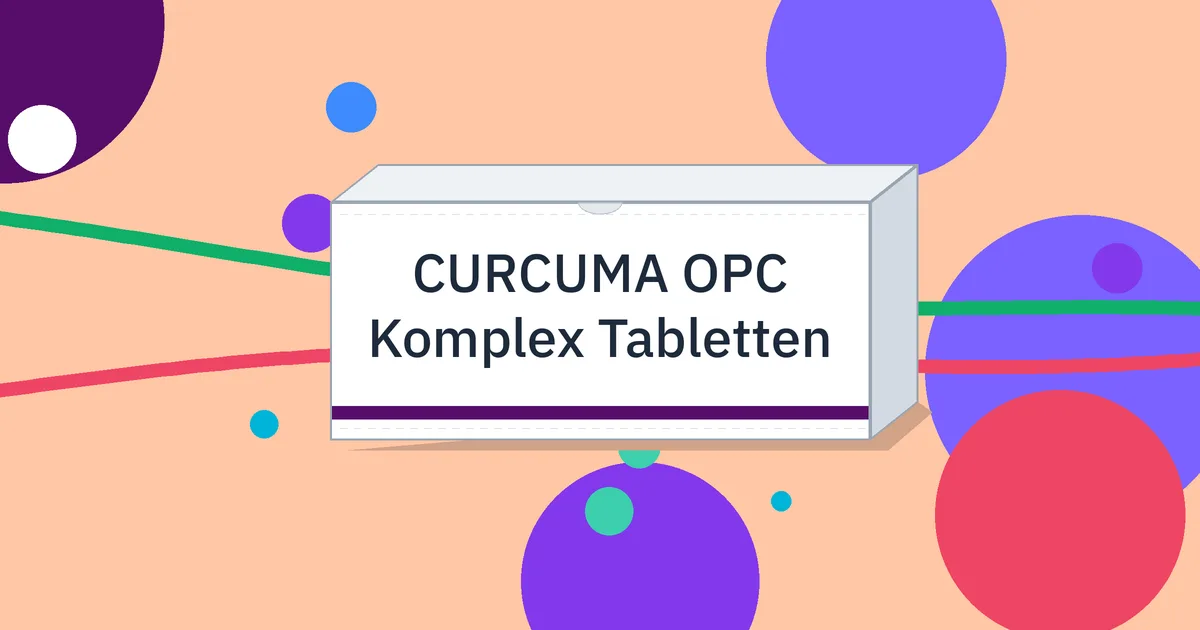 Symbolbild: Packung mit der Aufschrift CURCUMA OPC Komplex Tabletten (PZN 18734122) – Verfügbarkeit und Bezug in Apotheken in Frankfurt am Main