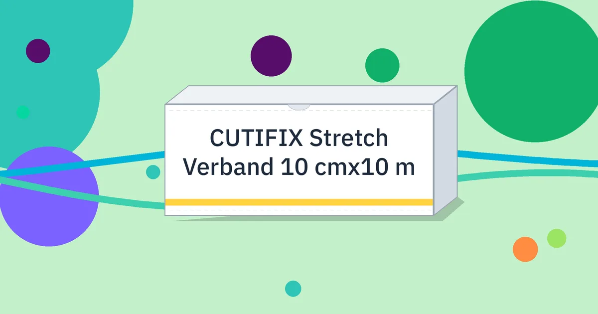 Symbolbild: Packung mit der Aufschrift CUTIFIX Stretch Verband 10 cmx10 m (PZN 04968773) – Verfügbarkeit und Bezug in Apotheken in Frankfurt am Main