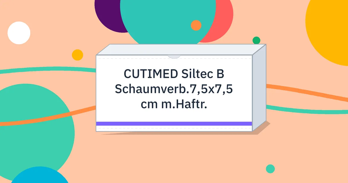 Symbolbild: Packung mit der Aufschrift CUTIMED Siltec B Schaumverb.7,5x7,5 cm m.Haftr. (PZN 19168707) – Verfügbarkeit und Bezug in Apotheken in Frankfurt am Main