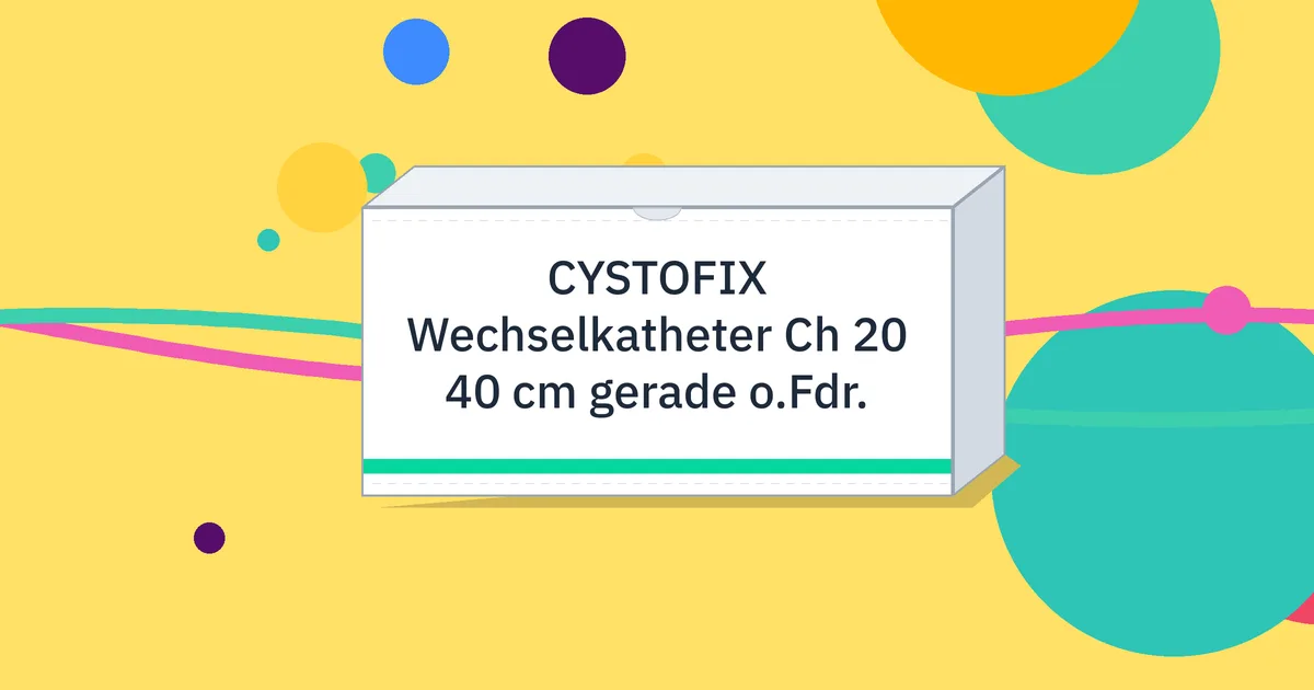 Symbolbild: Packung mit der Aufschrift CYSTOFIX Wechselkatheter Ch 20 40 cm gerade o.Fdr. (PZN 11156478) – Verfügbarkeit und Bezug in Apotheken in Frankfurt am Main