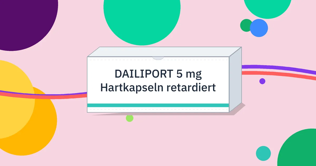 Symbolbild: Packung mit der Aufschrift DAILIPORT 5 mg Hartkapseln retardiert (PZN 18061203) – Verfügbarkeit und Bezug in Apotheken in Frankfurt am Main