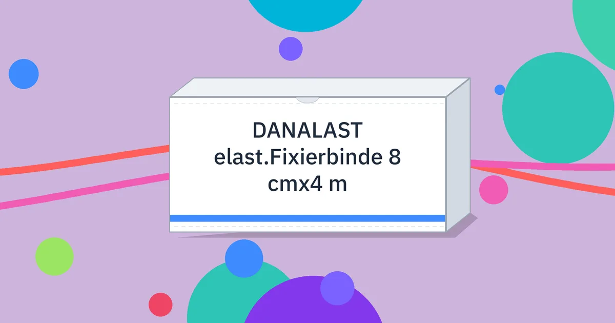 Symbolbild: Packung mit der Aufschrift DANALAST elast.Fixierbinde 8 cmx4 m (PZN 20810586) – Verfügbarkeit und Bezug in Apotheken in Frankfurt am Main