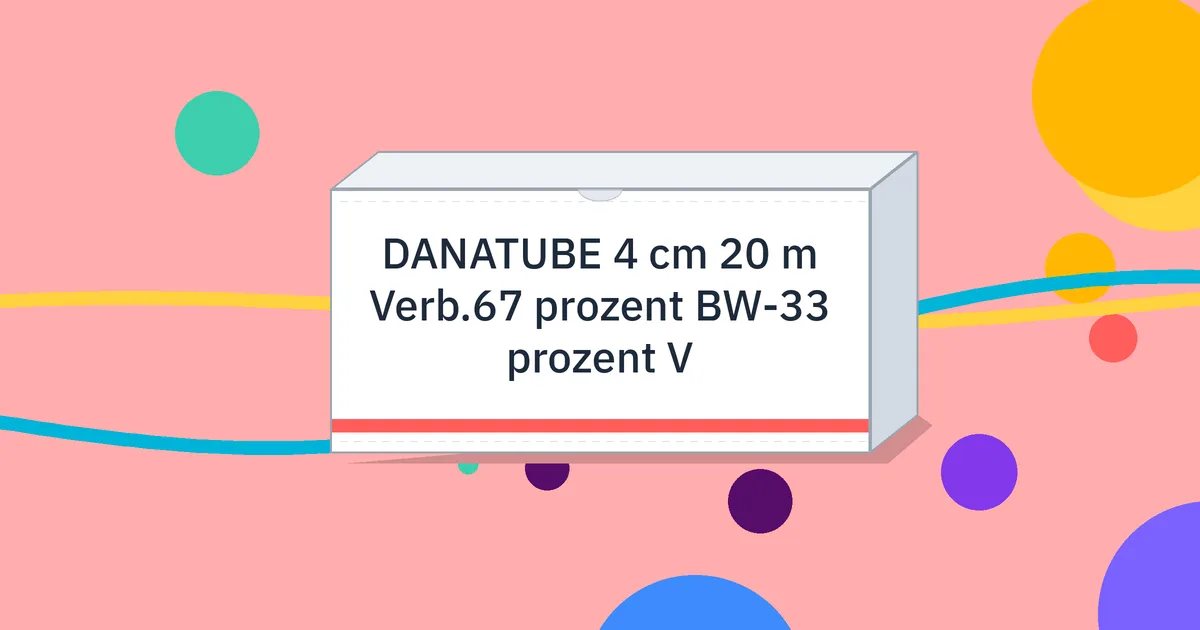 Symbolbild: Packung mit der Aufschrift DANATUBE 4 cm 20 m Verb.67 prozent BW-33 prozent V (PZN 07637172) – Verfügbarkeit und Bezug in Apotheken in Frankfurt am Main