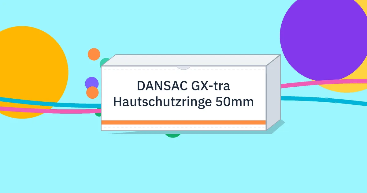 Symbolbild: Packung mit der Aufschrift DANSAC GX-tra Hautschutzringe 50mm (PZN 03505924) – Verfügbarkeit und Bezug in Apotheken in Frankfurt am Main