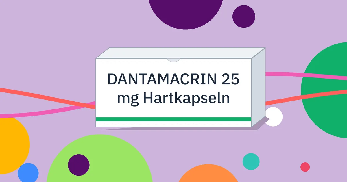 Symbolbild: Packung mit der Aufschrift DANTAMACRIN 25 mg Hartkapseln (PZN 02486171) – Verfügbarkeit und Bezug in Apotheken in Frankfurt am Main