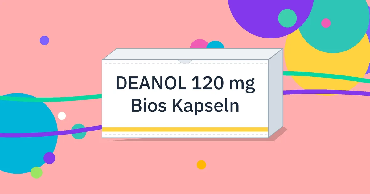 Symbolbild: Packung mit der Aufschrift DEANOL 120 mg Bios Kapseln (PZN 11075461) – Verfügbarkeit und Bezug in Apotheken in Frankfurt am Main