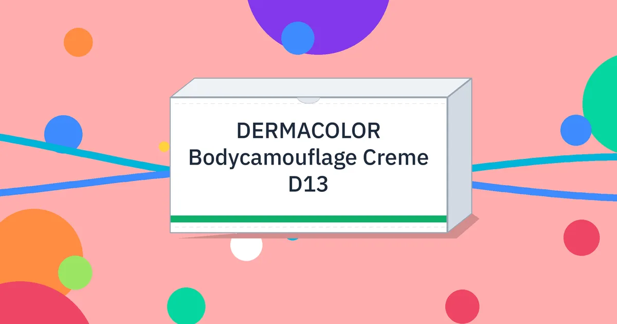 Symbolbild: Packung mit der Aufschrift DERMACOLOR Bodycamouflage Creme D13 (PZN 15818060) – Verfügbarkeit und Bezug in Apotheken in Frankfurt am Main