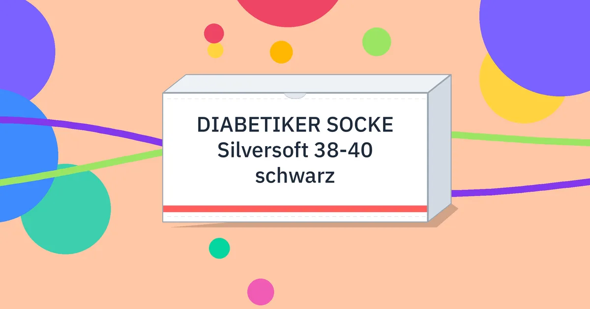 Symbolbild: Packung mit der Aufschrift DIABETIKER SOCKE Silversoft 38-40 schwarz (PZN 01831068) – Verfügbarkeit und Bezug in Apotheken in Frankfurt am Main