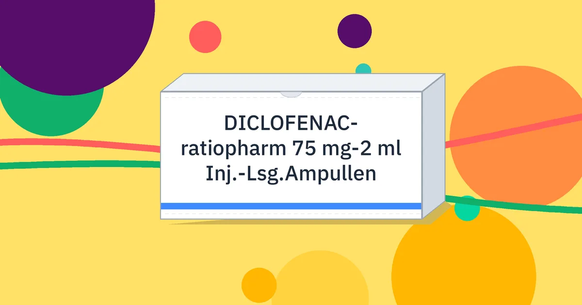 Symbolbild: Packung mit der Aufschrift DICLOFENAC-ratiopharm 75 mg-2 ml Inj.-Lsg.Ampullen (PZN 03788299) – Verfügbarkeit und Bezug in Apotheken in Frankfurt am Main