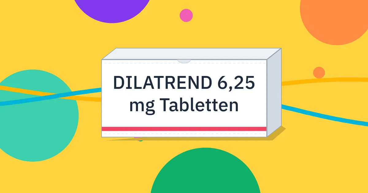 Symbolbild: Packung mit der Aufschrift DILATREND 6,25 mg Tabletten (PZN 02457614) – Verfügbarkeit und Bezug in Apotheken in Frankfurt am Main