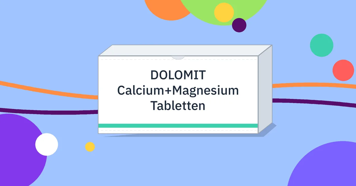 Symbolbild: Packung mit der Aufschrift DOLOMIT Calcium+Magnesium Tabletten (PZN 03658183) – Verfügbarkeit und Bezug in Apotheken in Frankfurt am Main