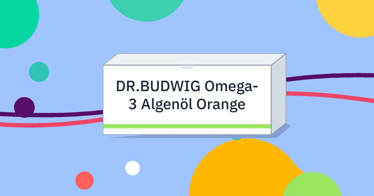Symbolbild: Packung mit der Aufschrift DR.BUDWIG Omega-3 Algenöl Orange (PZN 20932929) – Verfügbarkeit und Bezug in Apotheken in Frankfurt am Main