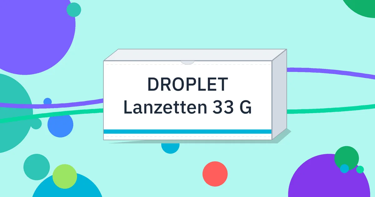 Symbolbild: Packung mit der Aufschrift DROPLET Lanzetten 33 G (PZN 13900969) – Verfügbarkeit und Bezug in Apotheken in Frankfurt am Main