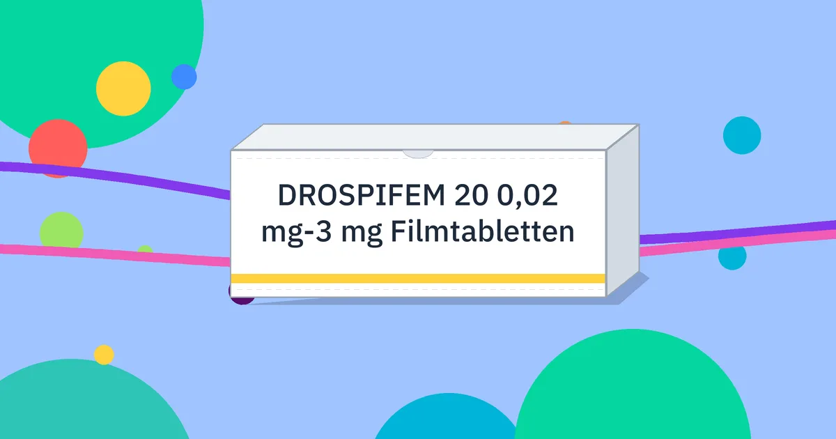 Symbolbild: Packung mit der Aufschrift DROSPIFEM 20 0,02 mg-3 mg Filmtabletten (PZN 10276499) – Verfügbarkeit und Bezug in Apotheken in Frankfurt am Main