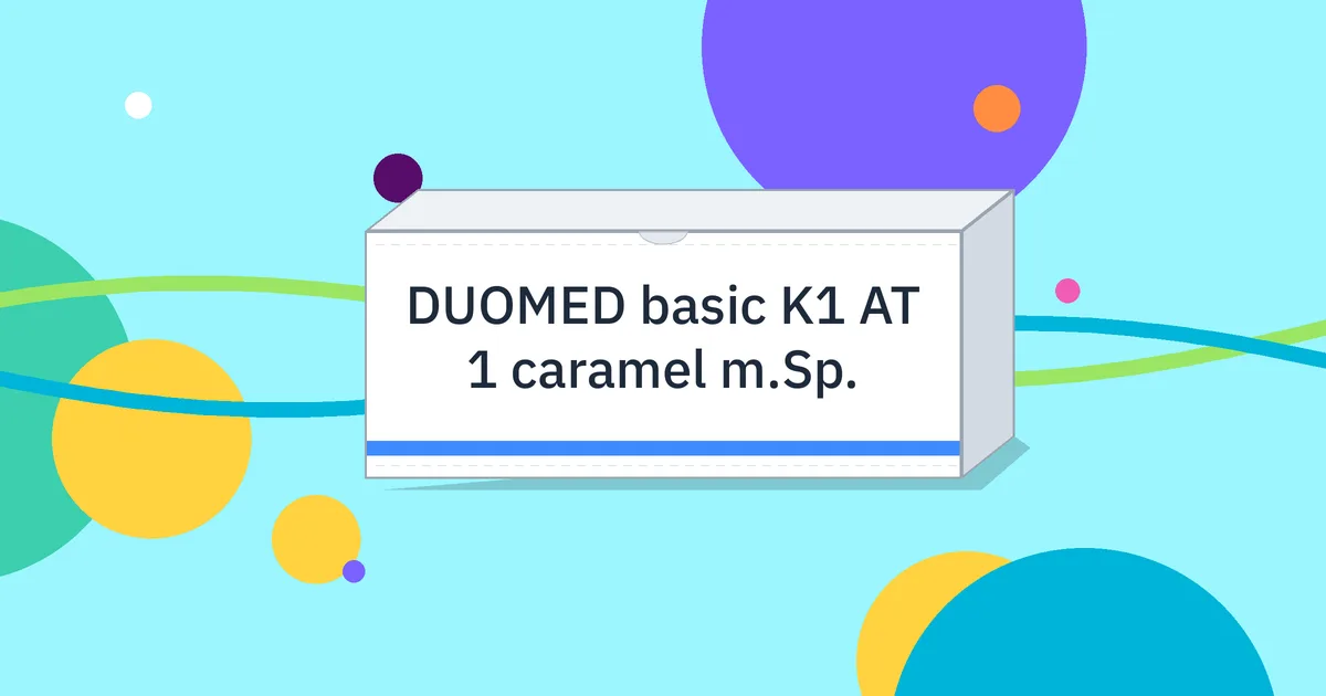 Symbolbild: Packung mit der Aufschrift DUOMED basic K1 AT 1 caramel m.Sp. (PZN 20902561) – Verfügbarkeit und Bezug in Apotheken in Frankfurt am Main