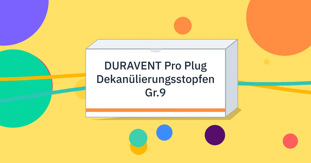 Symbolbild: Packung mit der Aufschrift DURAVENT Pro Plug Dekanülierungsstopfen Gr.9 (PZN 19272787) – Verfügbarkeit und Bezug in Apotheken in Frankfurt am Main