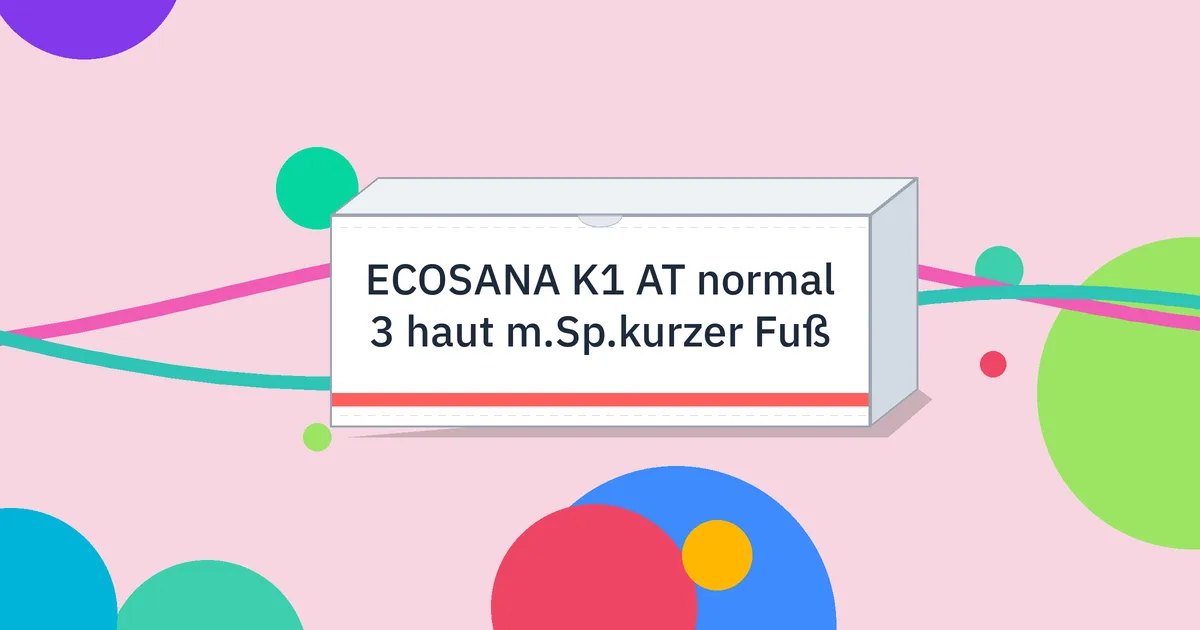 Symbolbild: Packung mit der Aufschrift ECOSANA K1 AT normal 3 haut m.Sp.kurzer Fuß (PZN 04731657) – Verfügbarkeit und Bezug in Apotheken in Frankfurt am Main