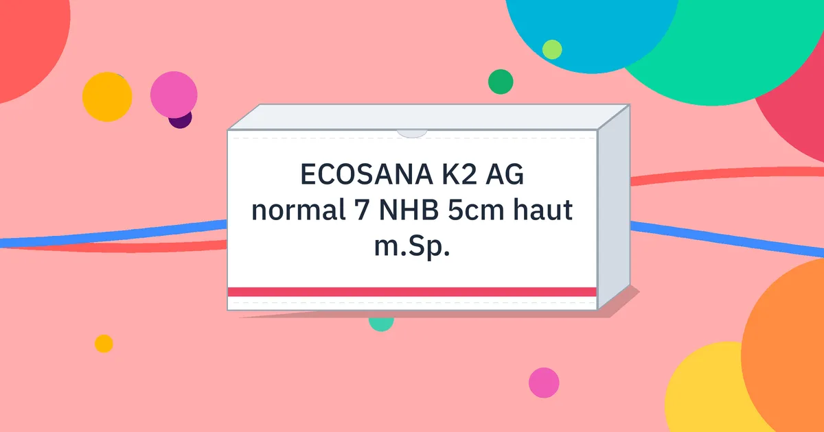 Symbolbild: Packung mit der Aufschrift ECOSANA K2 AG normal 7 NHB 5cm haut m.Sp. (PZN 01531113) – Verfügbarkeit und Bezug in Apotheken in Frankfurt am Main