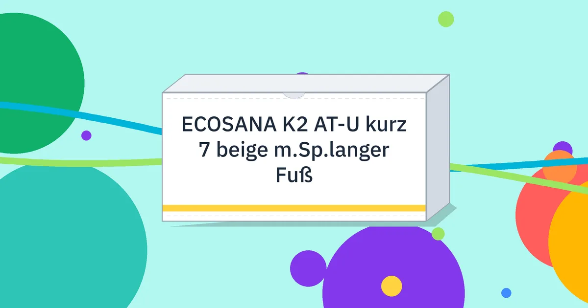 Symbolbild: Packung mit der Aufschrift ECOSANA K2 AT-U kurz 7 beige m.Sp.langer Fuß (PZN 10954781) – Verfügbarkeit und Bezug in Apotheken in Frankfurt am Main