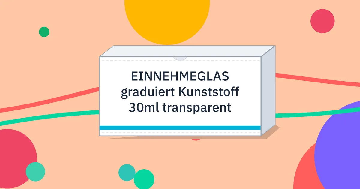 Symbolbild: Packung mit der Aufschrift EINNEHMEGLAS graduiert Kunststoff 30ml transparent (PZN 18036719) – Verfügbarkeit und Bezug in Apotheken in Frankfurt am Main