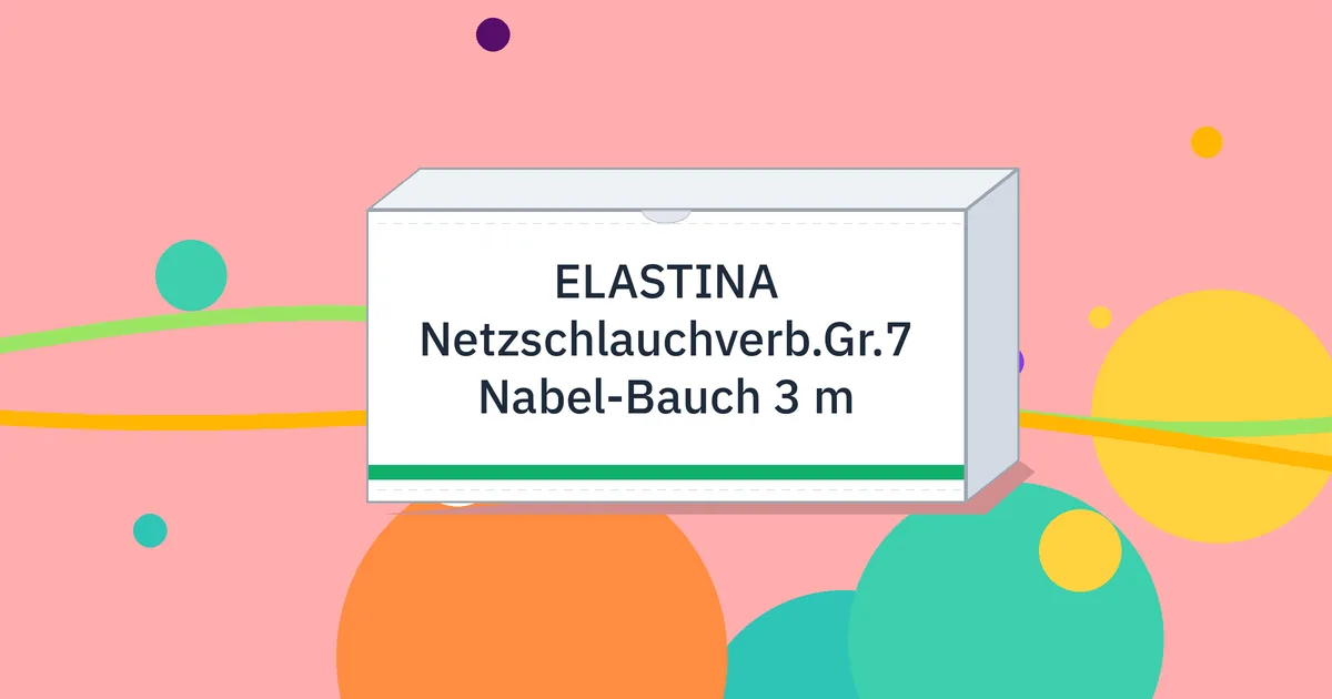 Symbolbild: Packung mit der Aufschrift ELASTINA Netzschlauchverb.Gr.7 Nabel-Bauch 3 m (PZN 20128328) – Verfügbarkeit und Bezug in Apotheken in Frankfurt am Main