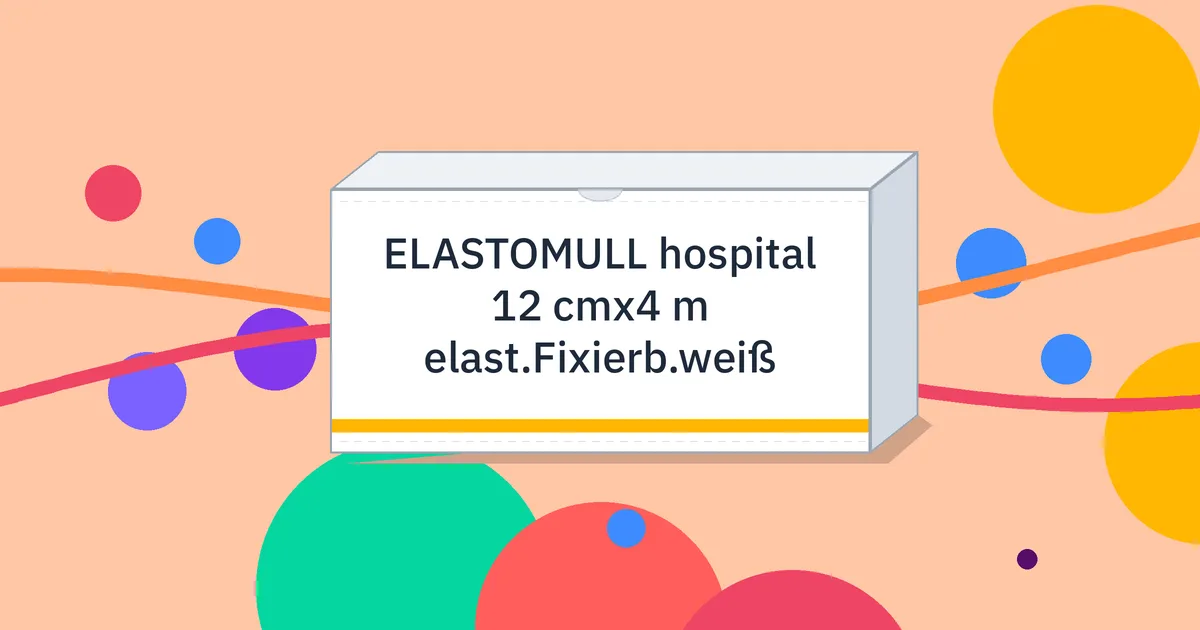 Symbolbild: Packung mit der Aufschrift ELASTOMULL hospital 12 cmx4 m elast.Fixierb.weiß (PZN 01904005) – Verfügbarkeit und Bezug in Apotheken in Frankfurt am Main