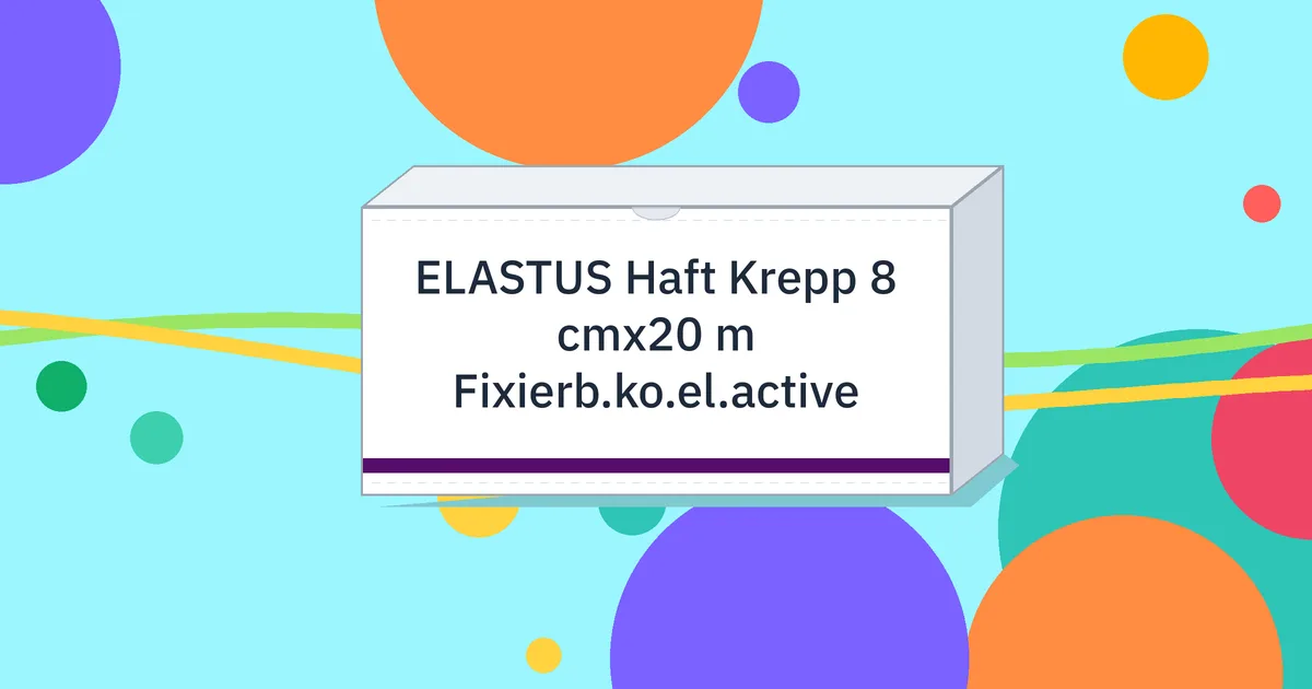 Symbolbild: Packung mit der Aufschrift ELASTUS Haft Krepp 8 cmx20 m Fixierb.ko.el.active (PZN 01668295) – Verfügbarkeit und Bezug in Apotheken in Frankfurt am Main