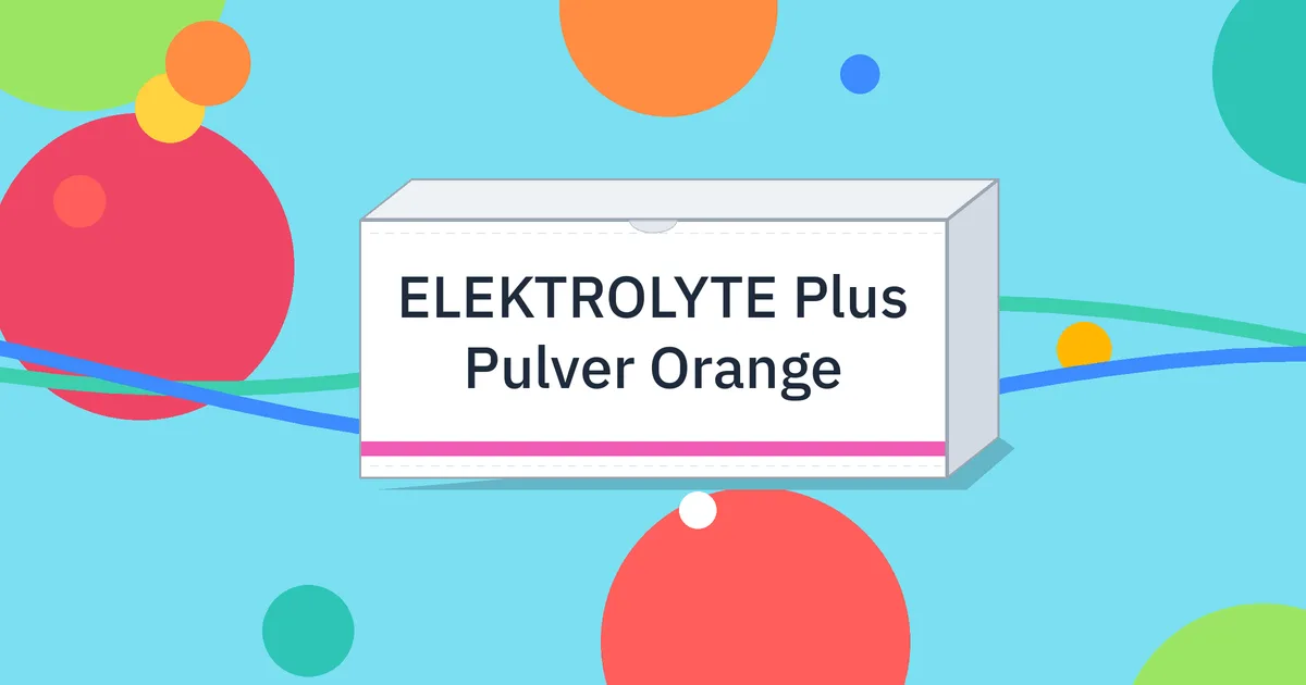 Symbolbild: Packung mit der Aufschrift ELEKTROLYTE Plus Pulver Orange (PZN 20186567) – Verfügbarkeit und Bezug in Apotheken in Frankfurt am Main