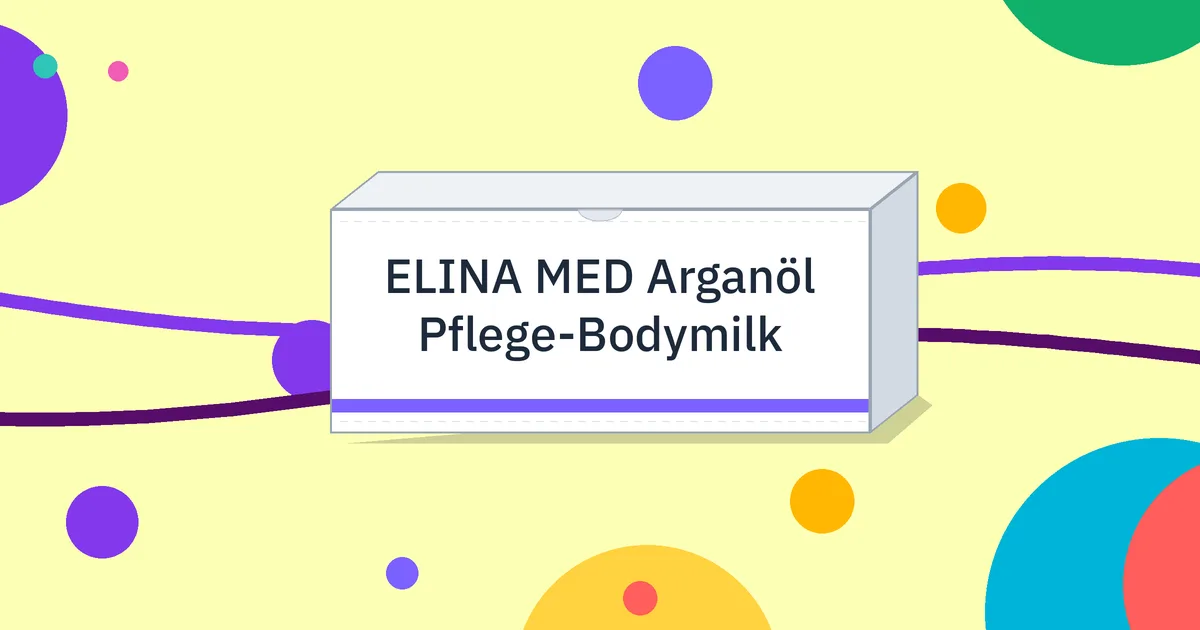 Symbolbild: Packung mit der Aufschrift ELINA MED Arganöl Pflege-Bodymilk (PZN 18241394) – Verfügbarkeit und Bezug in Apotheken in Frankfurt am Main