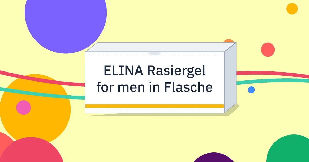 Symbolbild: Packung mit der Aufschrift ELINA Rasiergel for men in Flasche (PZN 11551105) – Verfügbarkeit und Bezug in Apotheken in Frankfurt am Main