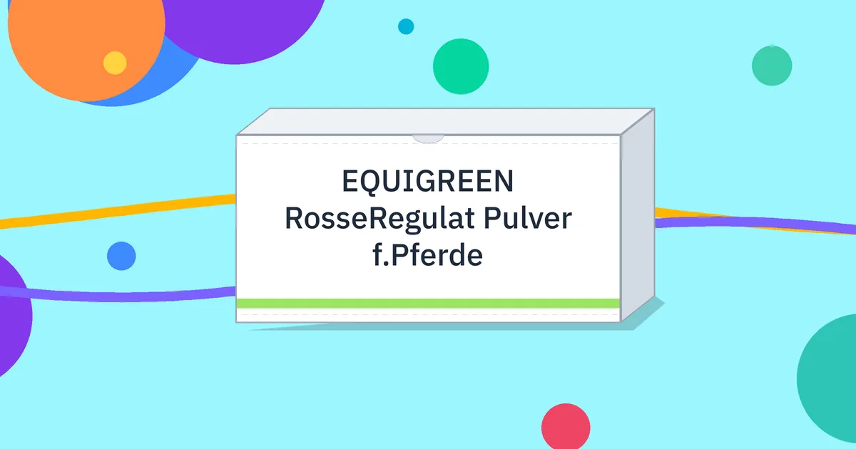 Symbolbild: Packung mit der Aufschrift EQUIGREEN RosseRegulat Pulver f.Pferde (PZN 12725576) – Verfügbarkeit und Bezug in Apotheken in Frankfurt am Main