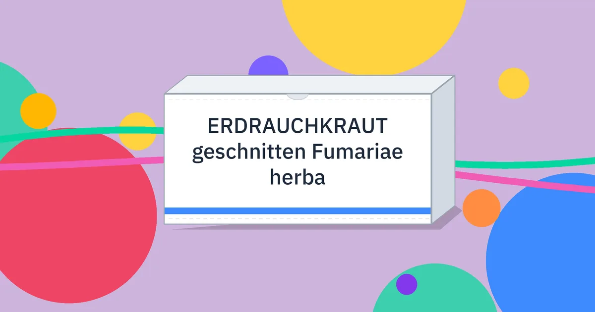 Symbolbild: Packung mit der Aufschrift ERDRAUCHKRAUT geschnitten Fumariae herba (PZN 20953601) – Verfügbarkeit und Bezug in Apotheken in Frankfurt am Main