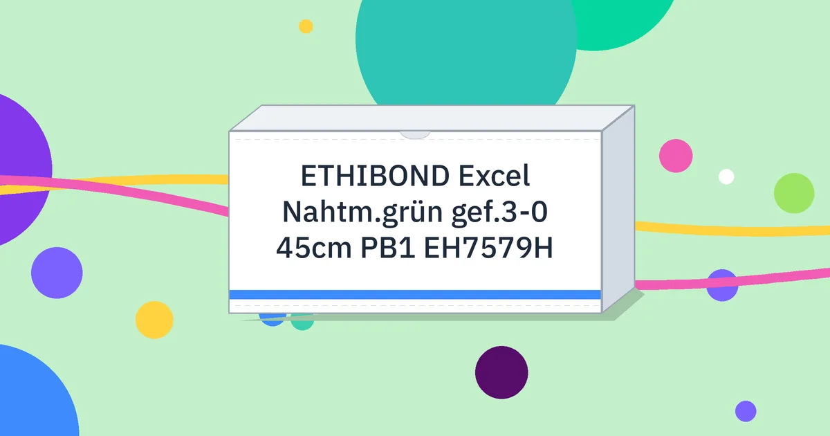 Symbolbild: Packung mit der Aufschrift ETHIBOND Excel Nahtm.grün gef.3-0 45cm PB1 EH7579H (PZN 20852194) – Verfügbarkeit und Bezug in Apotheken in Frankfurt am Main