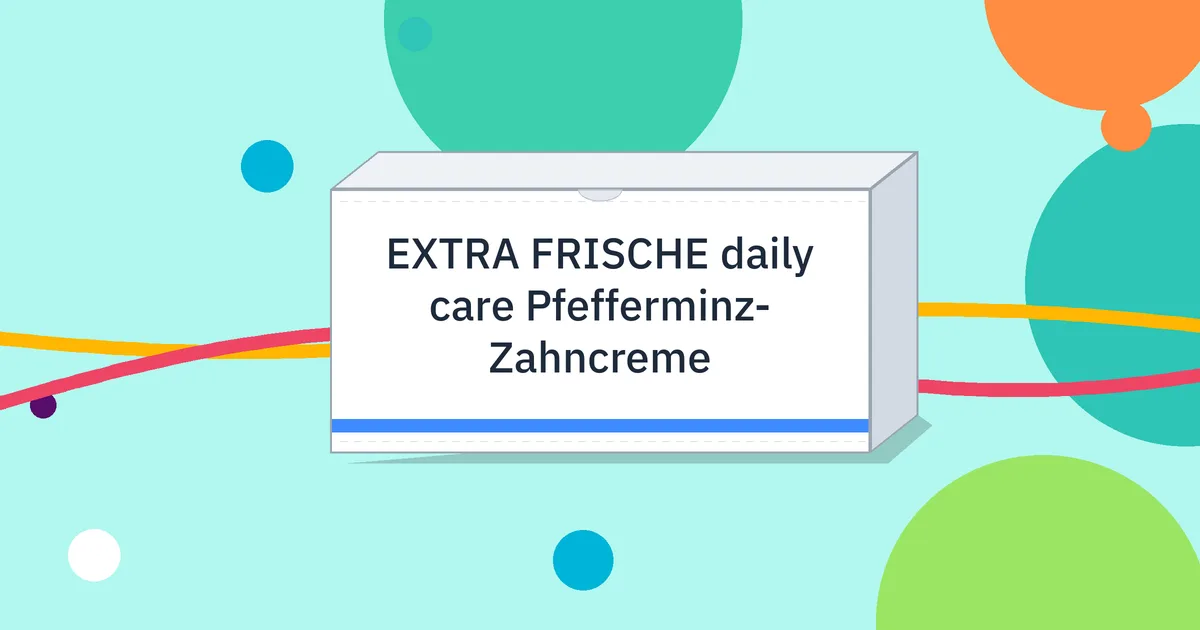 Symbolbild: Packung mit der Aufschrift EXTRA FRISCHE daily care Pfefferminz-Zahncreme (PZN 12700406) – Verfügbarkeit und Bezug in Apotheken in Frankfurt am Main