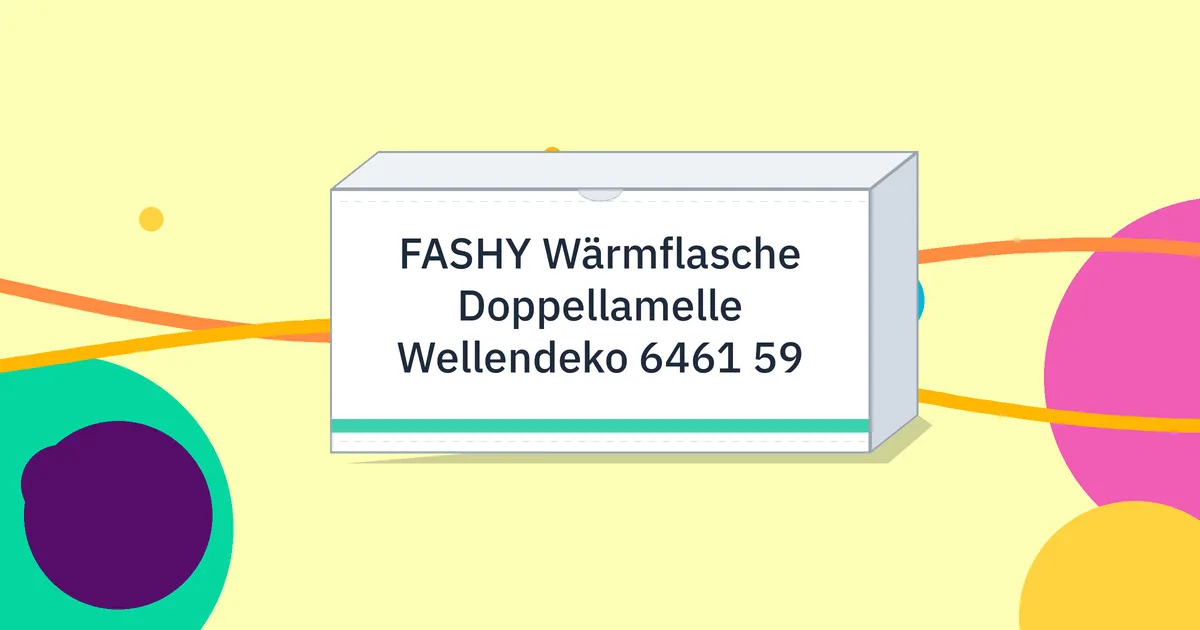 Symbolbild: Packung mit der Aufschrift FASHY Wärmflasche Doppellamelle Wellendeko 6461 59 (PZN 14142318) – Verfügbarkeit und Bezug in Apotheken in Frankfurt am Main
