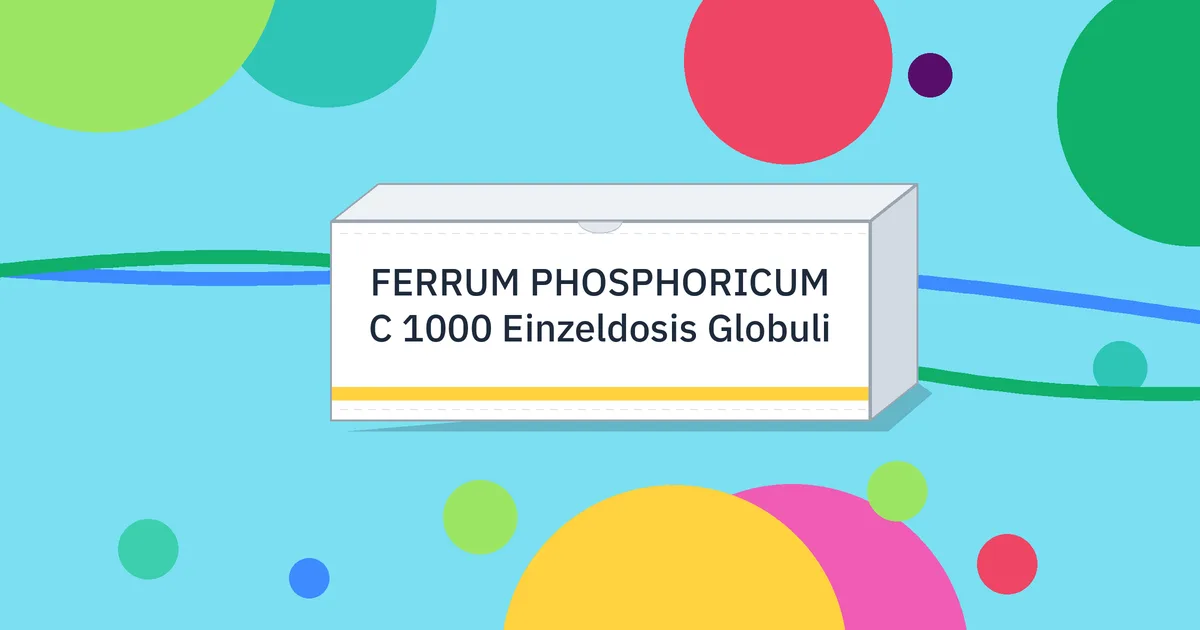 Symbolbild: Packung mit der Aufschrift FERRUM PHOSPHORICUM C 1000 Einzeldosis Globuli (PZN 01943407) – Verfügbarkeit und Bezug in Apotheken in Frankfurt am Main