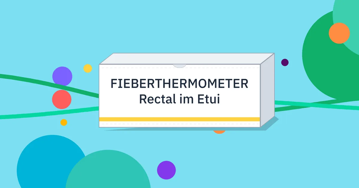 Symbolbild: Packung mit der Aufschrift FIEBERTHERMOMETER Rectal im Etui (PZN 01739612) – Verfügbarkeit und Bezug in Apotheken in Frankfurt am Main