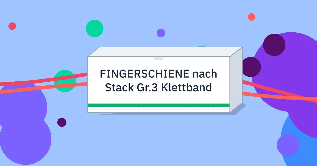 Symbolbild: Packung mit der Aufschrift FINGERSCHIENE nach Stack Gr.3 Klettband (PZN 02178541) – Verfügbarkeit und Bezug in Apotheken in Frankfurt am Main