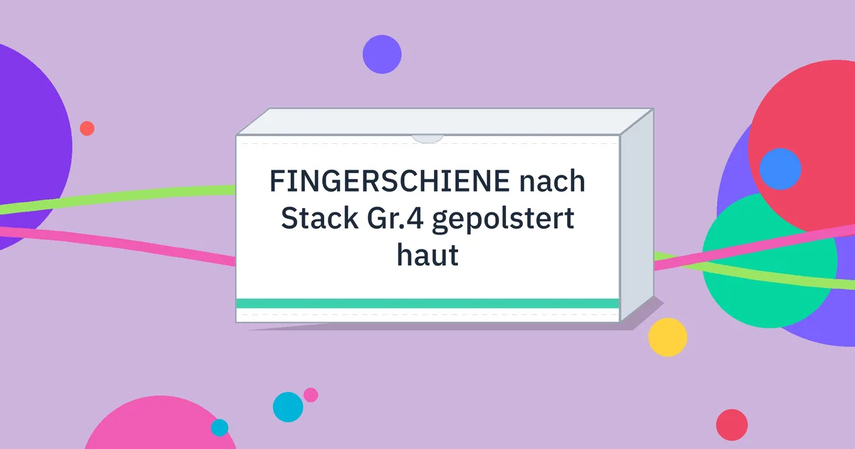 Symbolbild: Packung mit der Aufschrift FINGERSCHIENE nach Stack Gr.4 gepolstert haut (PZN 07013187) – Verfügbarkeit und Bezug in Apotheken in Frankfurt am Main