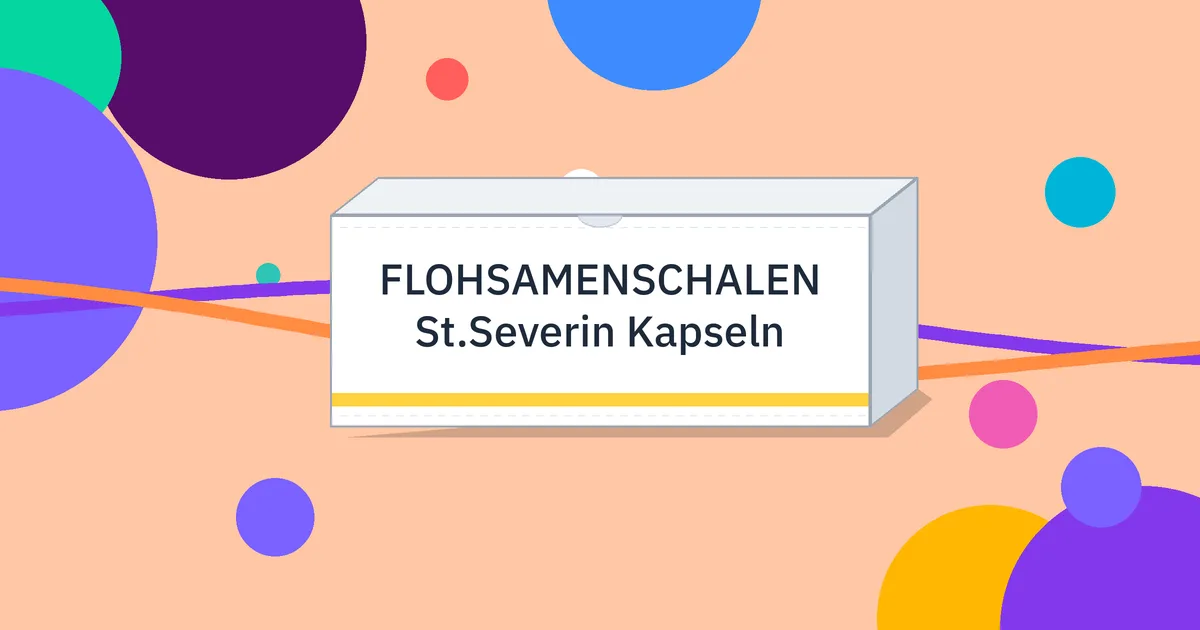 Symbolbild: Packung mit der Aufschrift FLOHSAMENSCHALEN St.Severin Kapseln (PZN 15614392) – Verfügbarkeit und Bezug in Apotheken in Frankfurt am Main