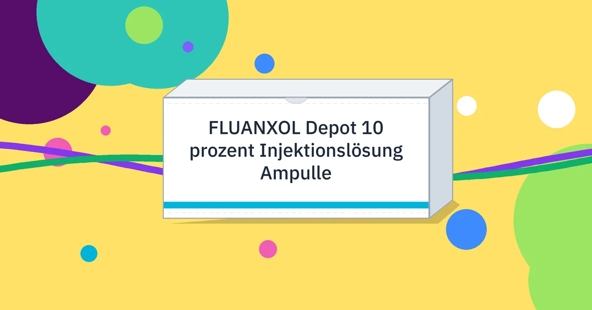 Symbolbild: Packung mit der Aufschrift FLUANXOL Depot 10 prozent Injektionslösung Ampulle (PZN 09686973) – Verfügbarkeit und Bezug in Apotheken in Frankfurt am Main