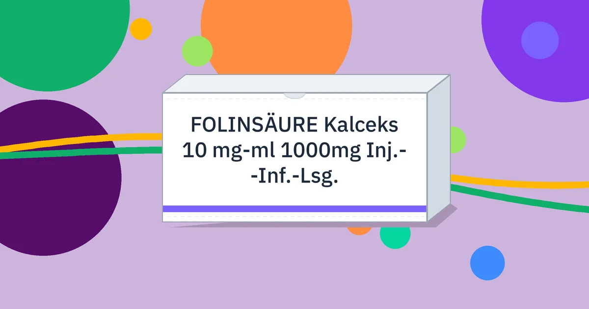 Symbolbild: Packung mit der Aufschrift FOLINSÄURE Kalceks 10 mg-ml 1000mg Inj.--Inf.-Lsg. (PZN 18197500) – Verfügbarkeit und Bezug in Apotheken in Frankfurt am Main