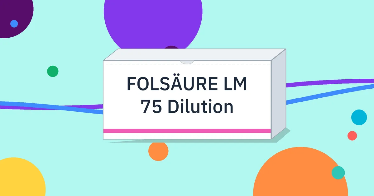 Symbolbild: Packung mit der Aufschrift FOLSÄURE LM 75 Dilution (PZN 12873383) – Verfügbarkeit und Bezug in Apotheken in Frankfurt am Main