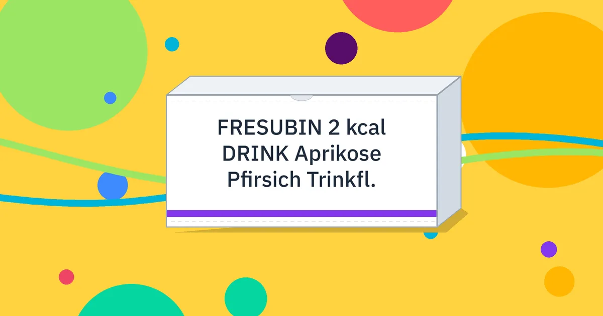 Symbolbild: Packung mit der Aufschrift FRESUBIN 2 kcal DRINK Aprikose Pfirsich Trinkfl. (PZN 18789755) – Verfügbarkeit und Bezug in Apotheken in Frankfurt am Main