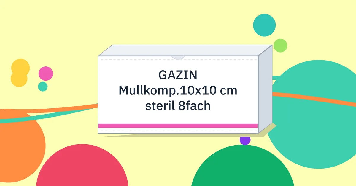 Symbolbild: Packung mit der Aufschrift GAZIN Mullkomp.10x10 cm steril 8fach (PZN 17434406) – Verfügbarkeit und Bezug in Apotheken in Frankfurt am Main